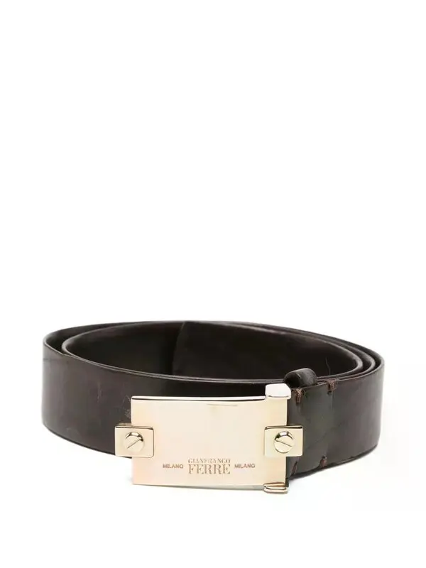 Gianfranco Ferre Logo Plaque Belt - Brown