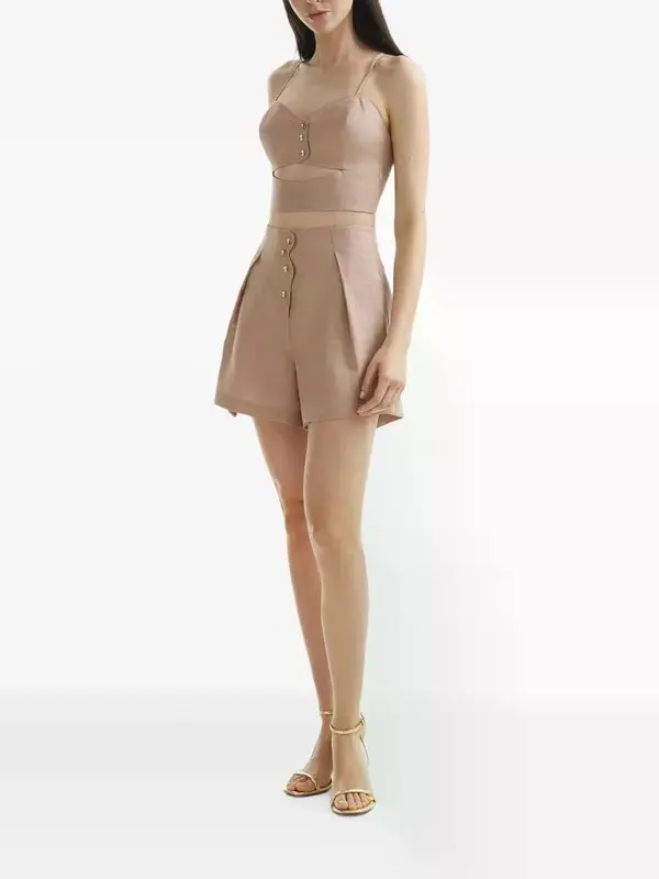 MIA PECULIAR Wave Linen Corset Top - Brown