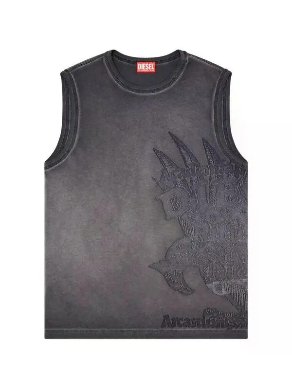 DIESEL® T-rawbisco Graphic-print Sleeveless T-shirt - Grey