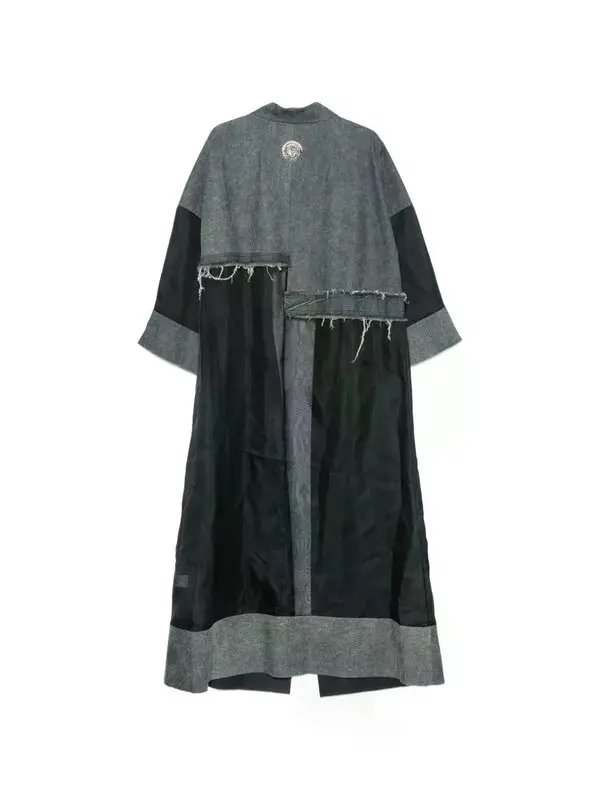 HUI MILANO Bruno Patchwork Frayed-edge Coat