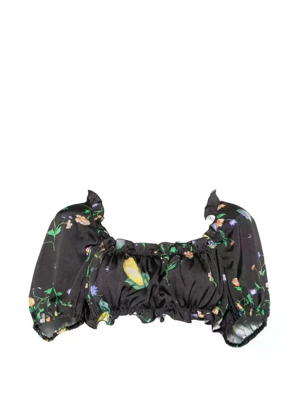 Moschino Floral Print Crop Top - Black
