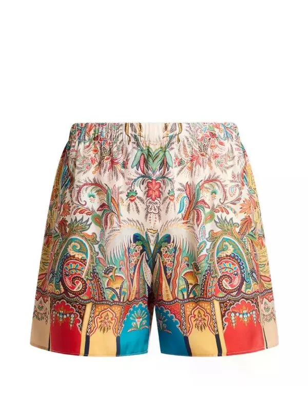 Etro Silk Paisley Mini Short - Neutrals