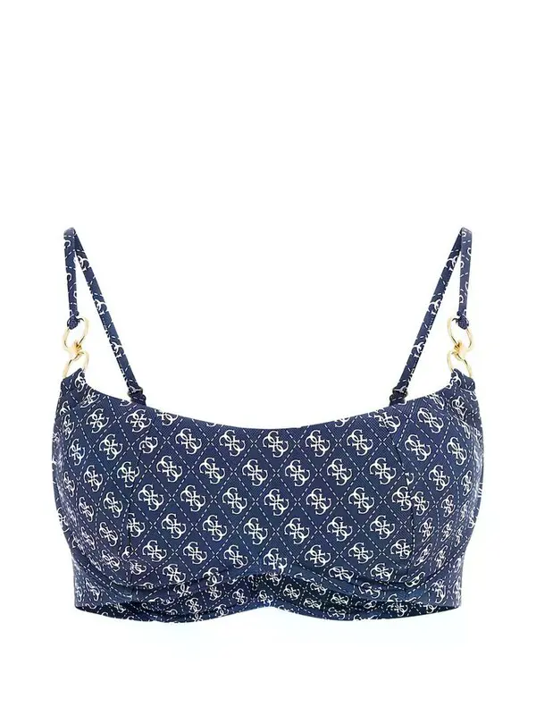 Guess Monogram-print Ring-detail Bikini - Blue