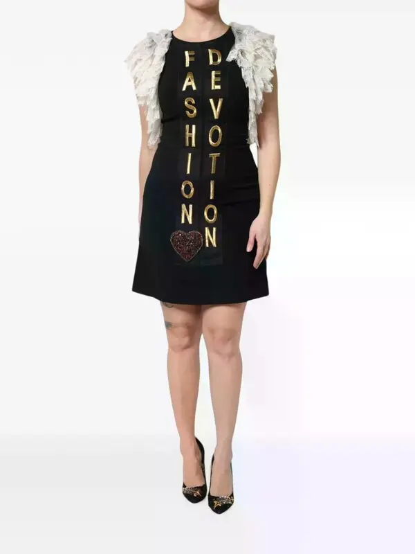 Dolce & Gabbana Fashion Devotion" Patch Short Dress - Black