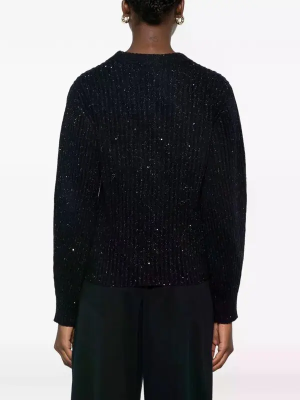 Brunello Cucinelli Sequin Embellished Ribbed Knit Sweater