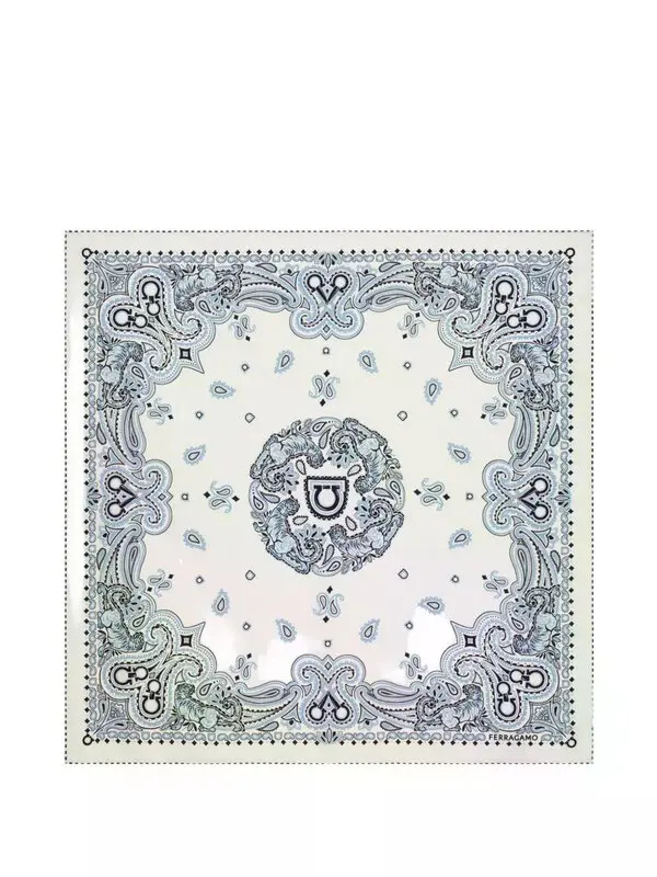 FERRAGAMO Arabesque-print Silk Scarf - White