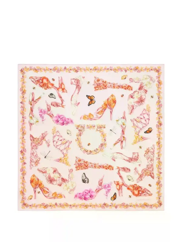 FERRAGAMO Eden Shoes-print Silk Scarf