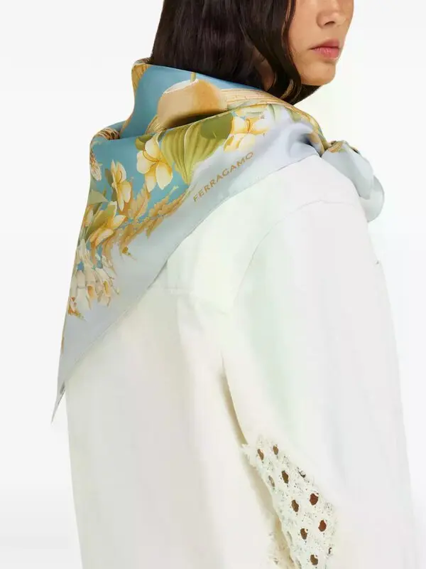 FERRAGAMO Jungle-print Silk Scarf