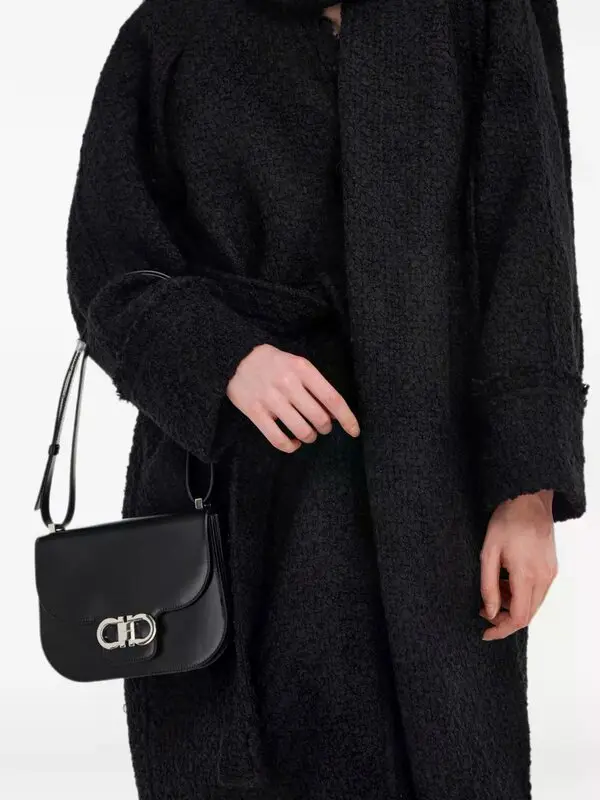 FERRAGAMO Double Gancini North-south Crossbody Bag - Black