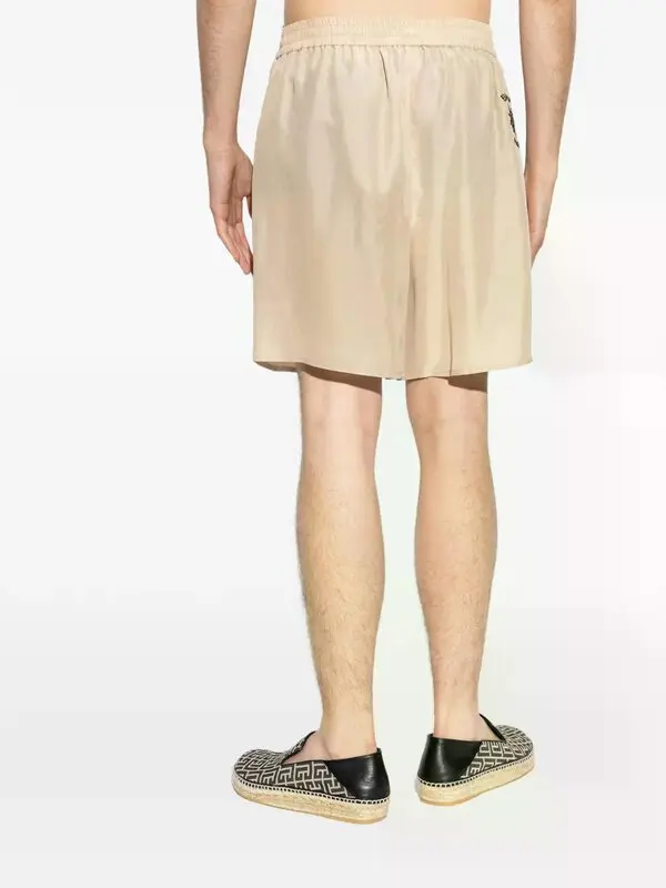 Balmain Beige Silk Logo-print Shorts