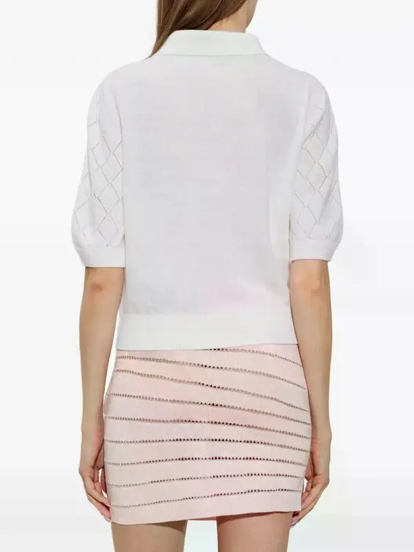 Balmain Wool Pointelle Knit Polo Shirt