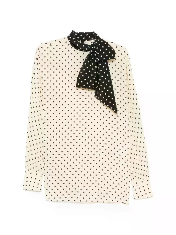 Valentino Garavani Polka-dot Pussy-bow Blouse - Neutrals