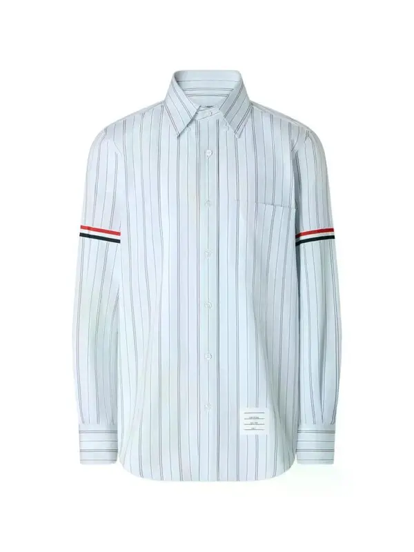Thom Browne Madras Hairline-stripe Armband Shirt - Blue