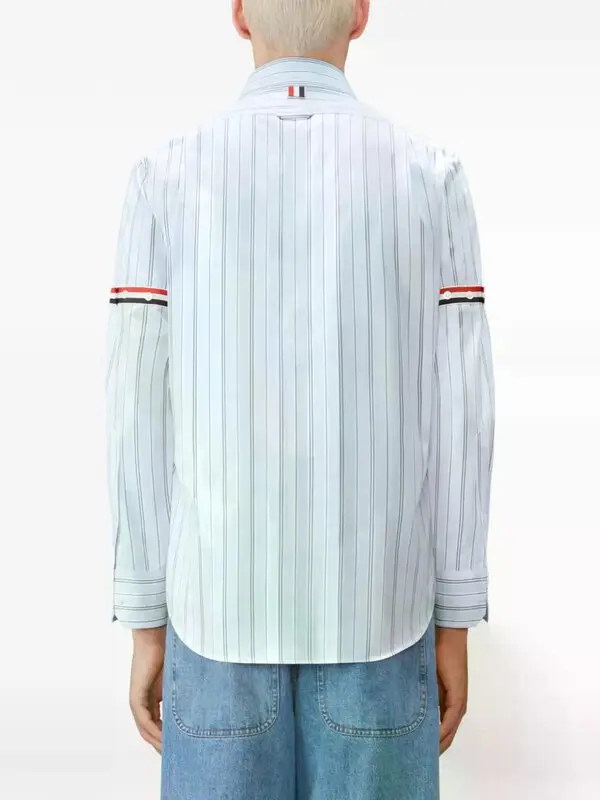 Thom Browne Madras Hairline-stripe Armband Shirt - Blue