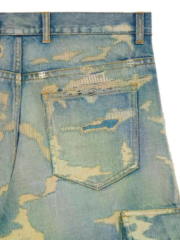 Givenchy Distressed Effect Cargo Denim Shorts - Blue