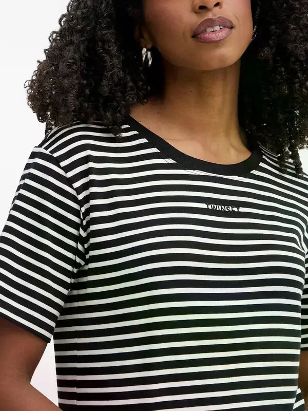 TWINSET Logo Embroidered Striped T-shirt