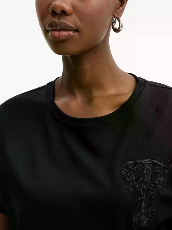 TWINSET Logo Embroidered Cropped T-shirt