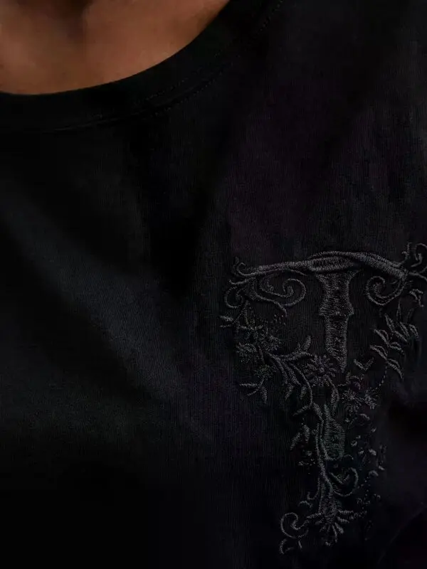TWINSET Logo Embroidered Cropped T-shirt