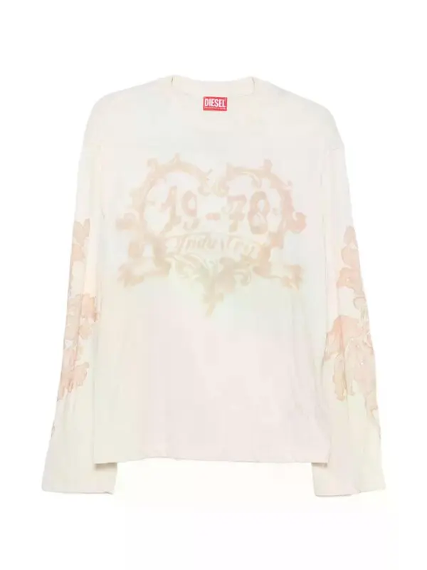 DIESEL® Cotton Long Sleeve T-shirt With Graphic Print