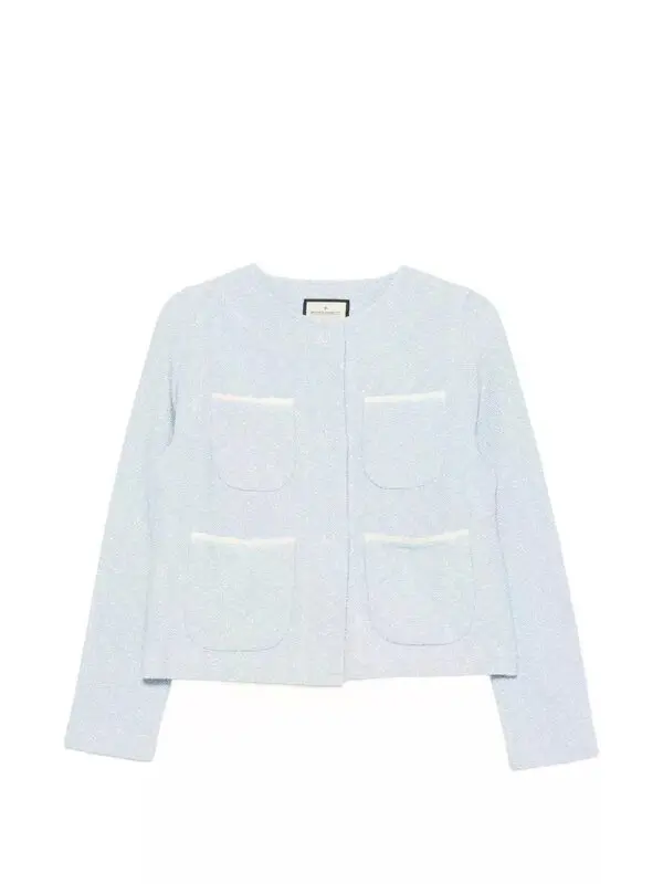 Bruno Manetti Bouclé Jacket With Contrast Trim - Blue