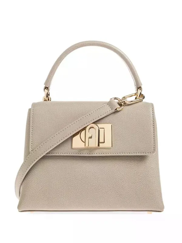 Furla 1927 Mini Logo Plaque Leather Tote Bag