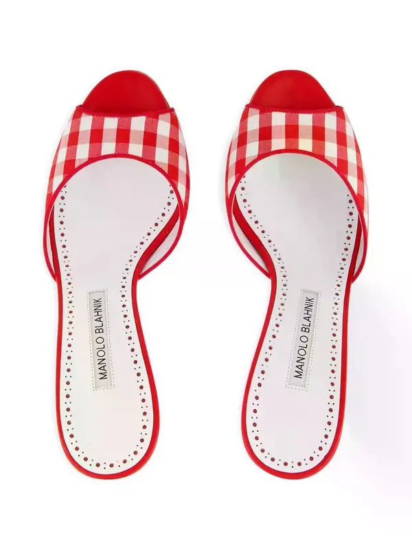 Manolo Blahnik Cotton Gingham Mules
