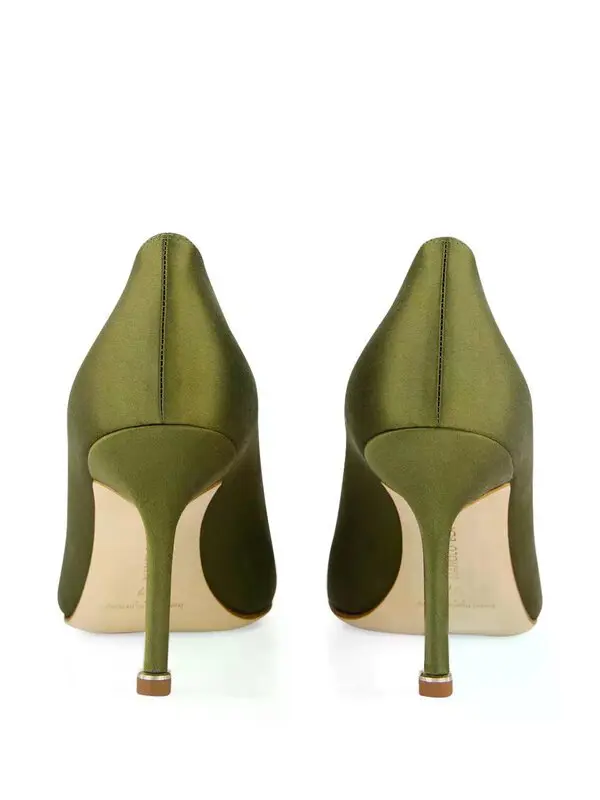 Manolo Blahnik Hangisi Crystal-buckle Satin Pumps