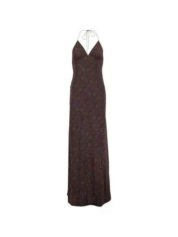 Matteau Low-back Halter Silk Maxi Dress - Blue