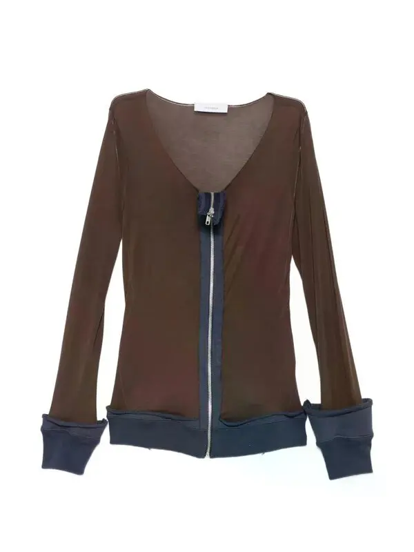 JULIE KEGELS Jean Zip-up Long-sleeve Top - Brown