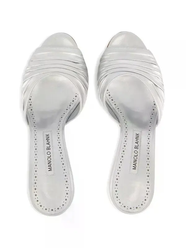 Manolo Blahnik Pirua Nappa Leather Heeled Mules