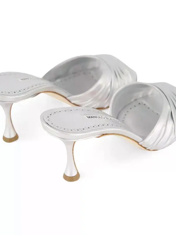 Manolo Blahnik Pirua Nappa Leather Heeled Mules