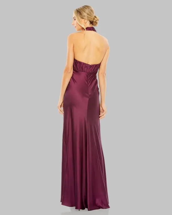 Mac Duggal Pleated Halter Neck Gown