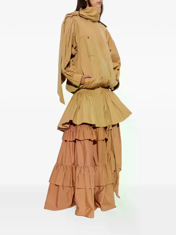 Chloé Ruffled High-neck Coat - Neutrals