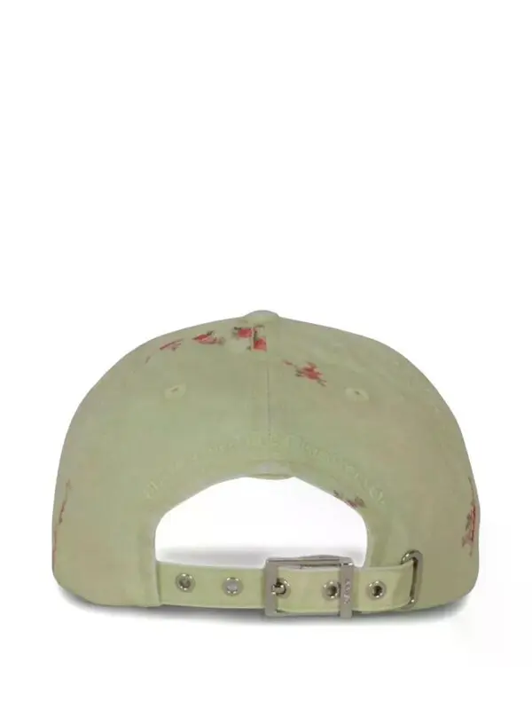 GANNI Floral Print Distressed Baseball Cap - Green