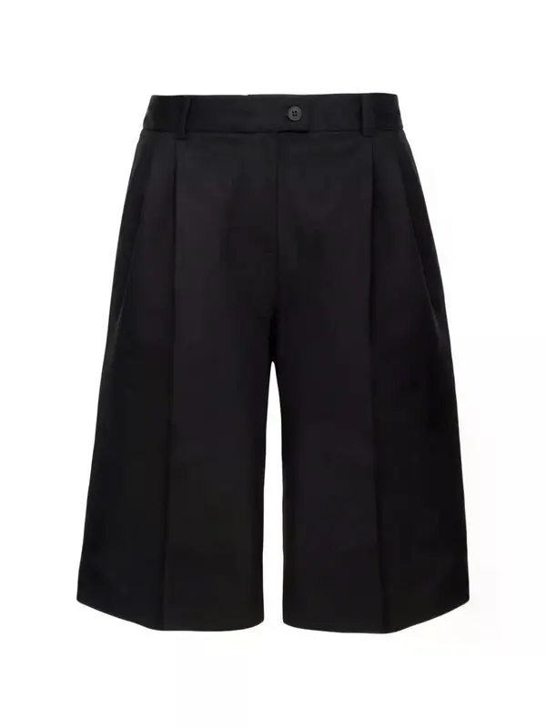 MEDEEA Pleated High-waisted Shorts - Black