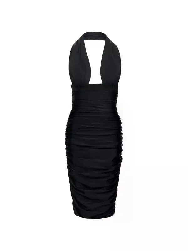MEDEEA Ruched Halterneck Midi Dress - Black