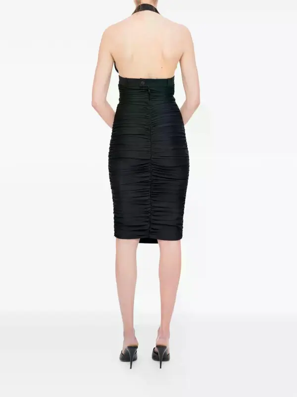 MEDEEA Ruched Halterneck Midi Dress