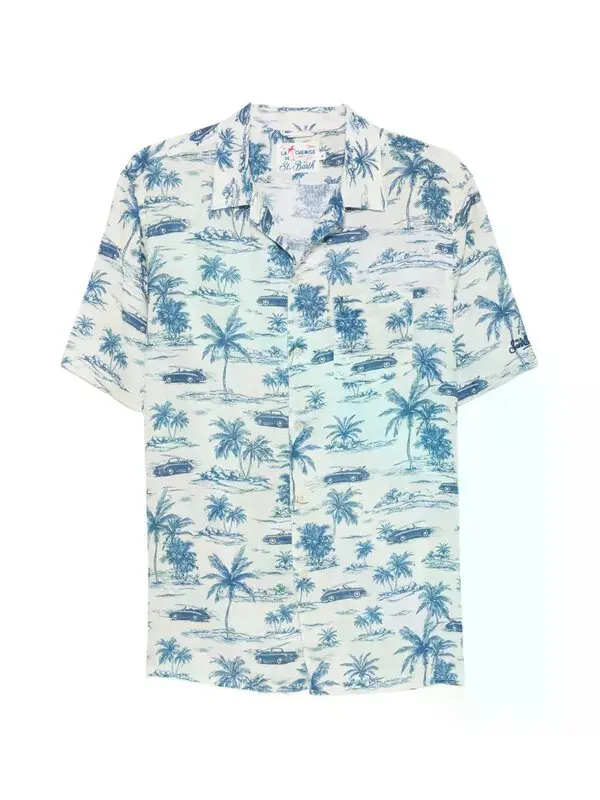 MC2 SAINT BARTH Sifnos Graphic-print Short-sleeve Shirt - White