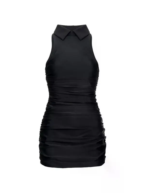 MEDEEA Ruched Collared Mini Dress