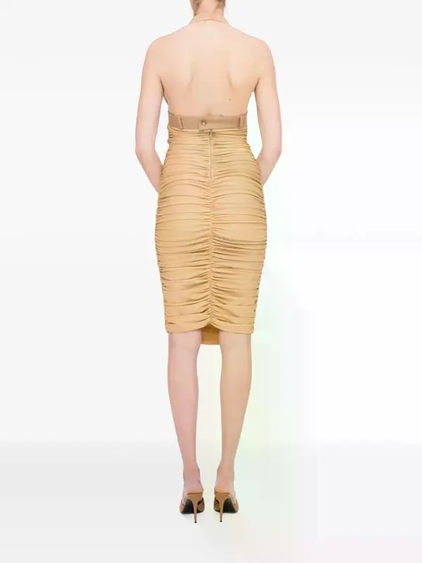 MEDEEA Ruched Halterneck Midi Dress
