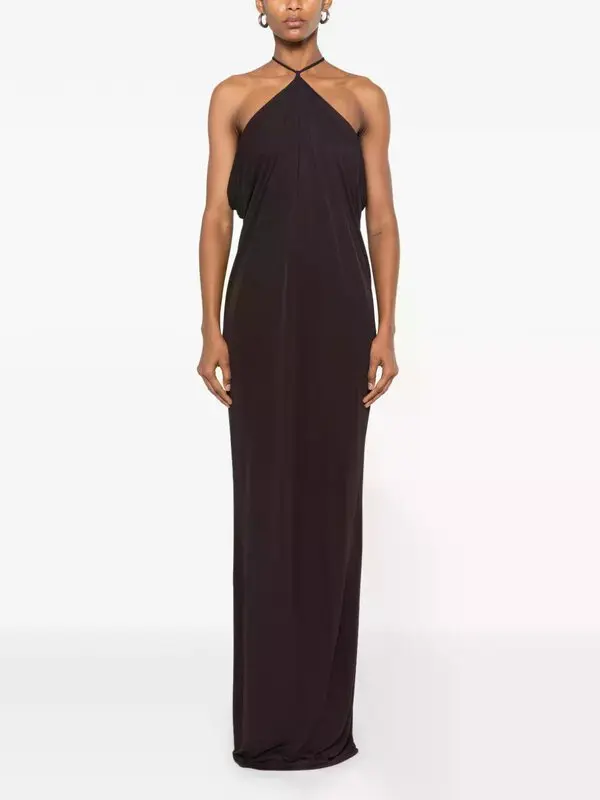 Alberta Ferretti Halterneck Draped Maxi Dress