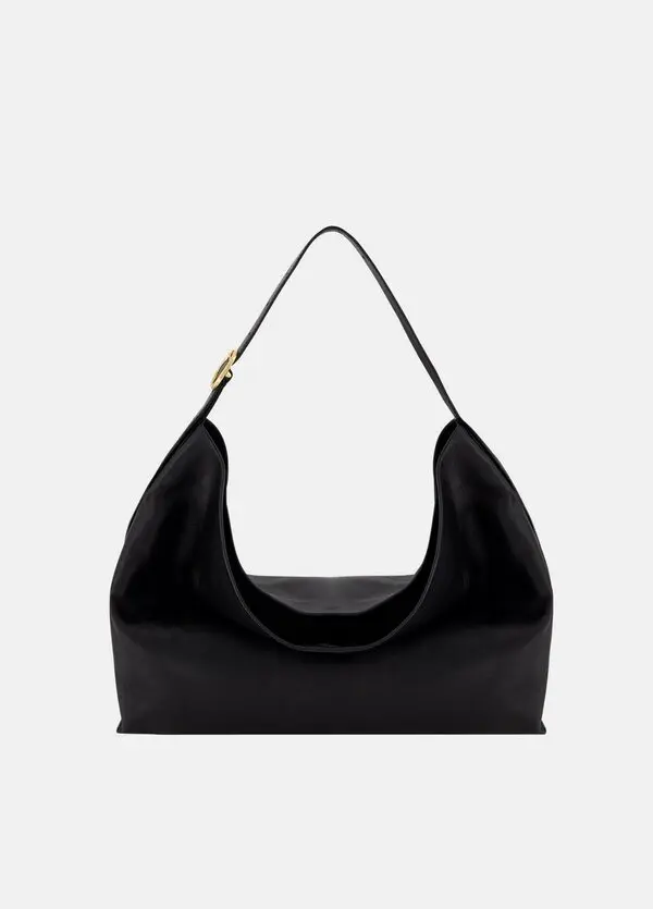 Vince Vivian Plongé Leather Medium Hobo Bag - Black