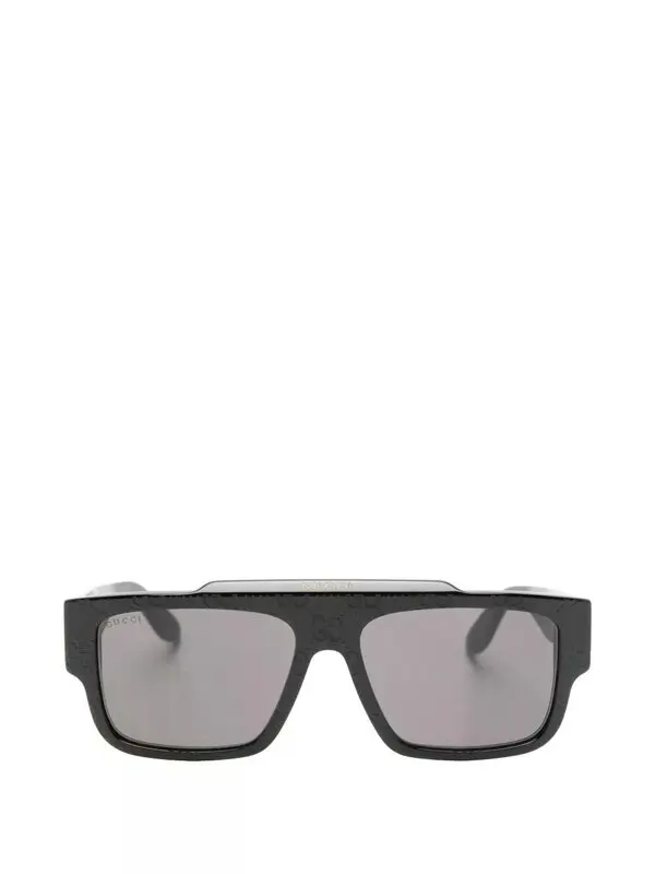 Gucci Gg Monogram Rectangle Sunglasses - Black