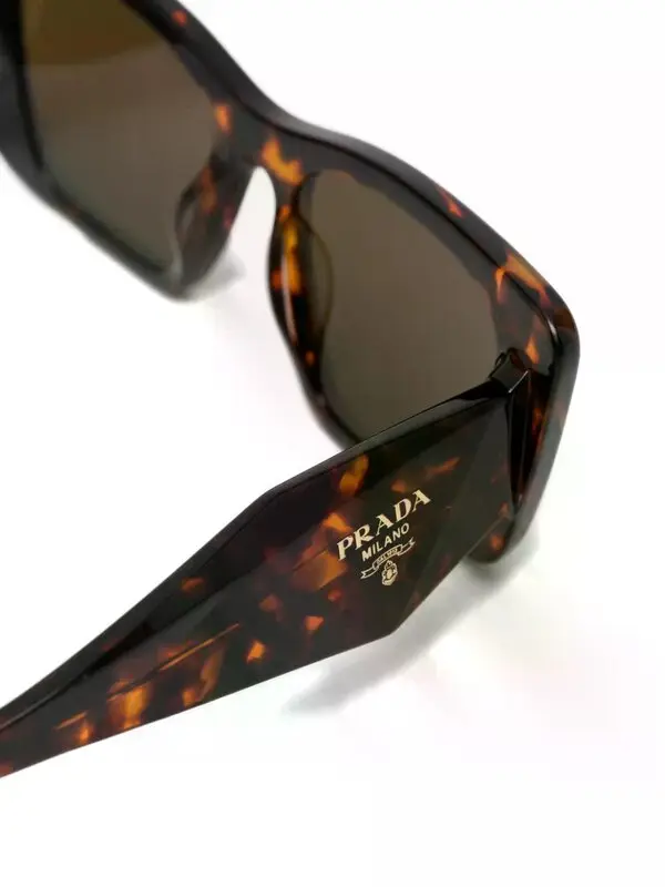 Prada Tortoiseshell Effect Square Frame Sunglasses
