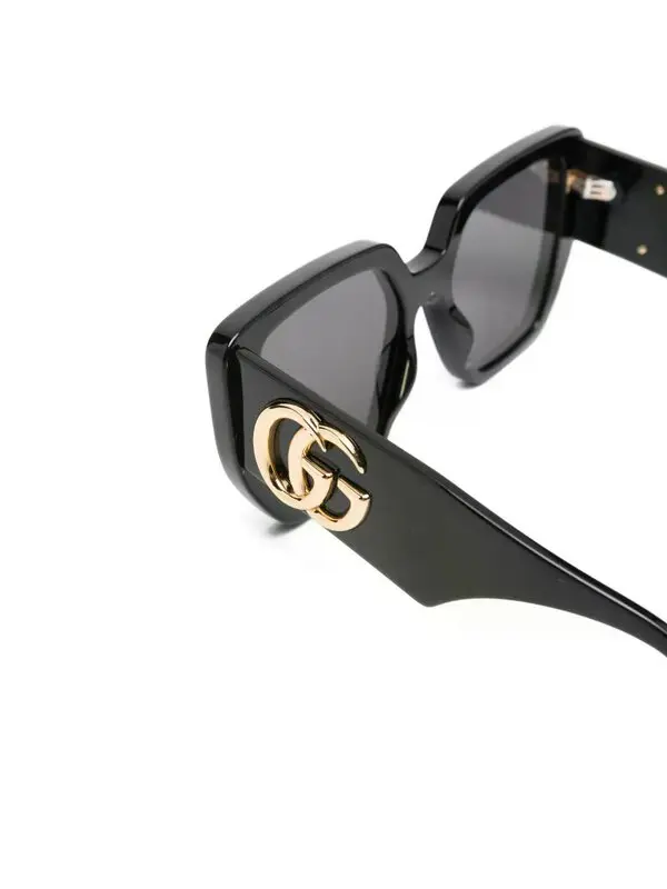 Gucci Double G Geometric-frame Sunglasses - Black