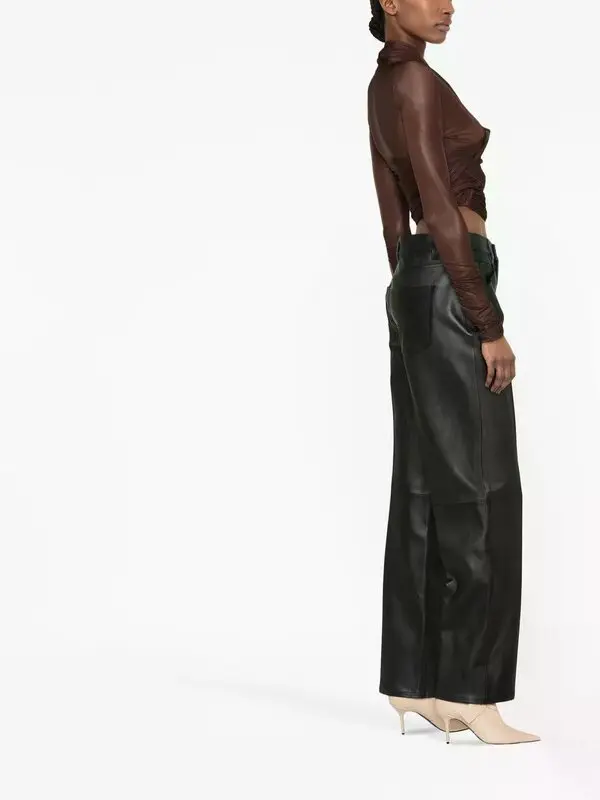 Alexander Wang Calf Leather Straight-leg Trousers