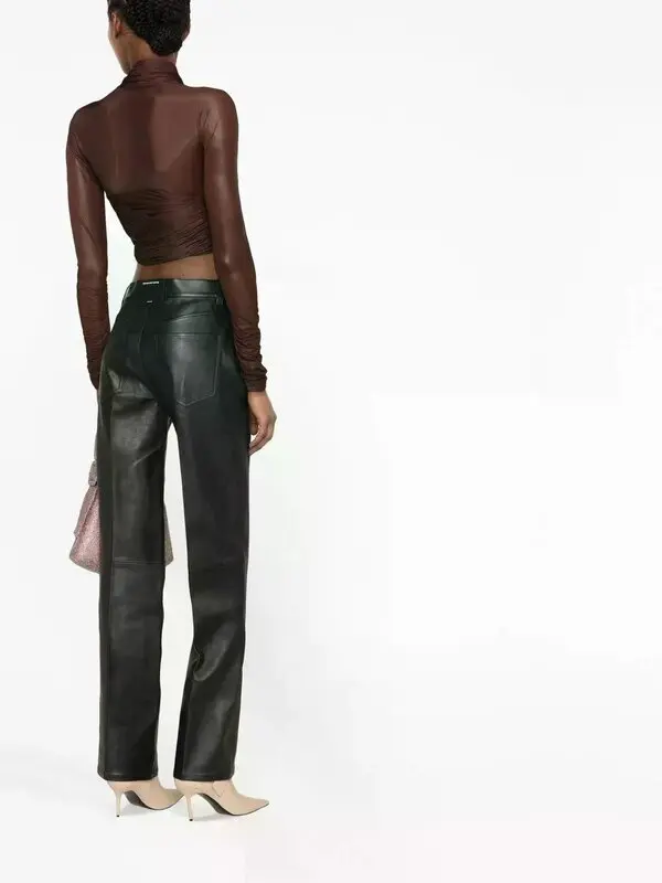 Alexander Wang Calf Leather Straight-leg Trousers
