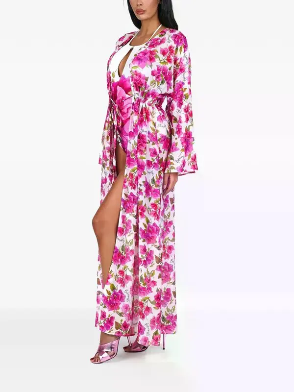 BIKINVILLE Bouganvillea Print Drawstring-waist Beach Cover-up