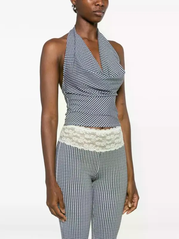 Frankies Bikinis Jay Gingham Halterneck Top