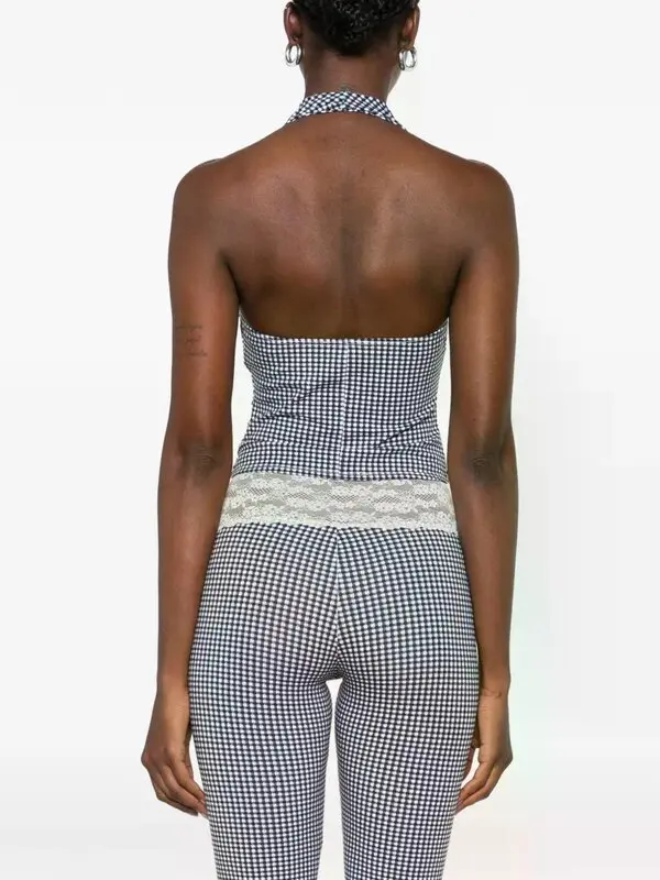 Frankies Bikinis Jay Gingham Halterneck Top
